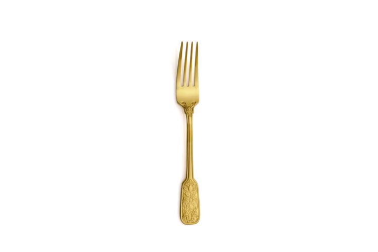 VERSAILLES SATIN GOLD TABLE FORK 18/10 | Comas and Partners